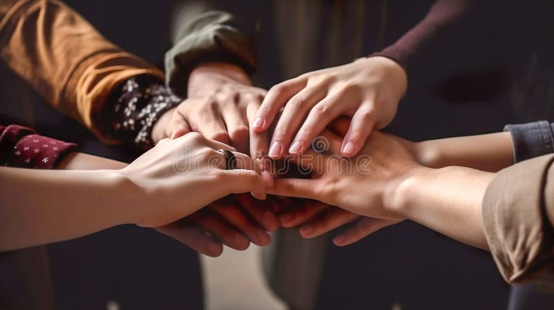 Group of People Hands Together, Close Up. Teamwork Concept Stock ...