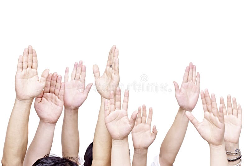 Group of People with Hands Up Stock Image - Image of endorsing, dancing ...
