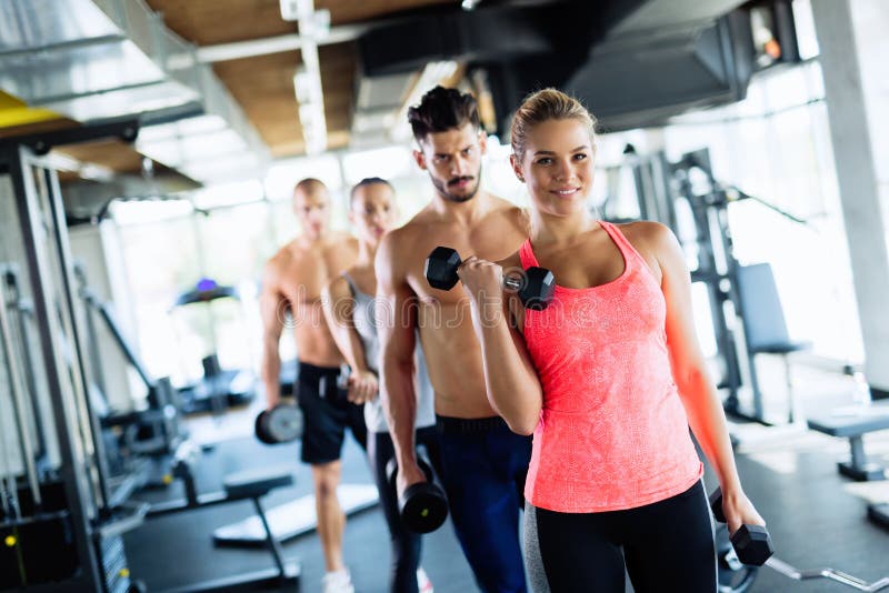Group of People Have Workout in Gym Stock Image - Image of together ...