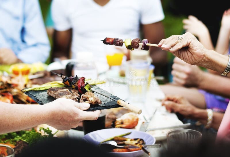 Group of People Having BBQ Party Outdoors Stock Image - Image of group ...