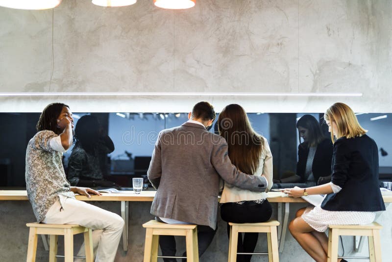 Group of People Having a Break in the Cafeteria Stock Photo - Image of ...