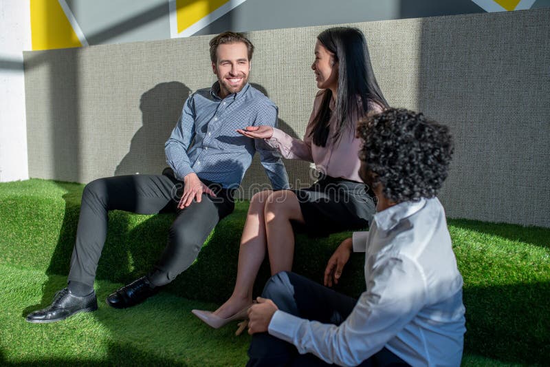 Group of People Having a Break at Work Stock Image - Image of handsome ...