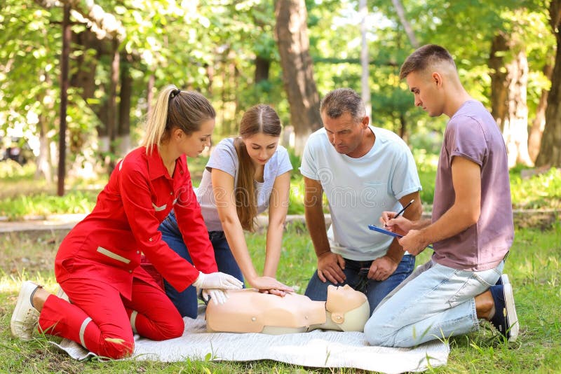 Group of People Having First Aid Class Stock Image - Image of medical ...