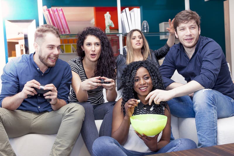Group of People Having Fun on the Couch Stock Photo - Image of ...