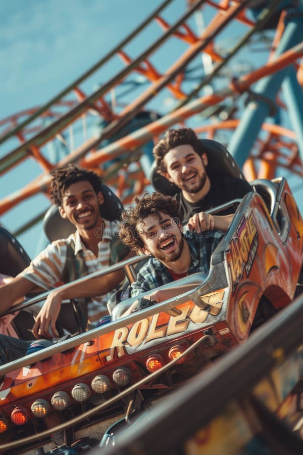 A Group of People Having Fun on a Roller Coaster, Great for ...