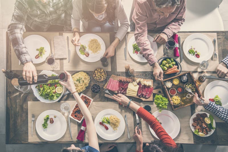 Group of People Having Meal Togetherness Dining Stock Photo - Image of ...