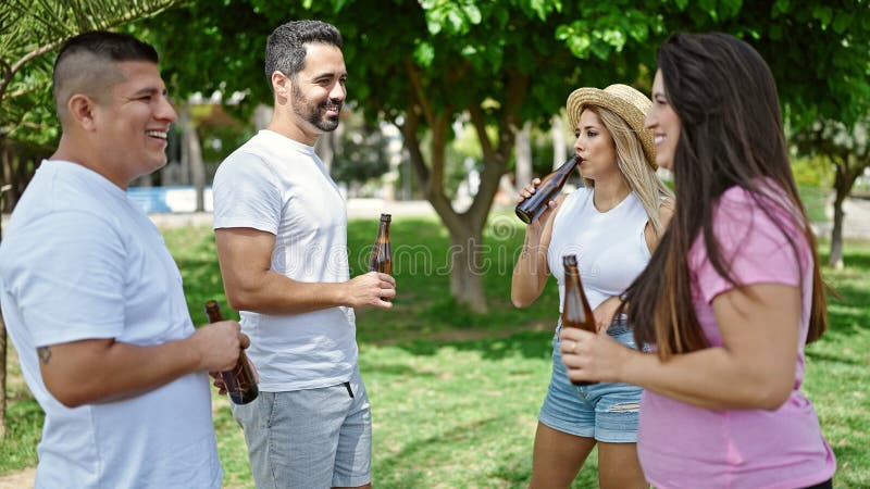 Group of People Having Party Drinking Beer at Park Stock Photo - Image ...