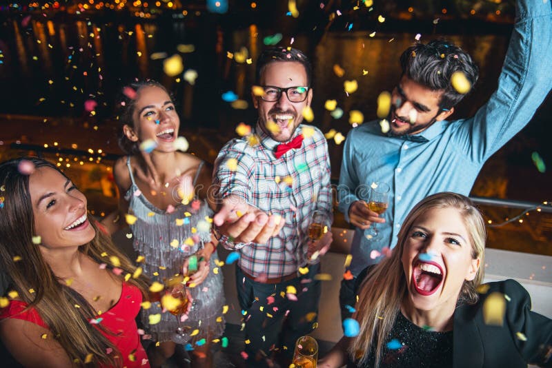 Group of People Having a Party on the Roof Stock Photo - Image of night ...