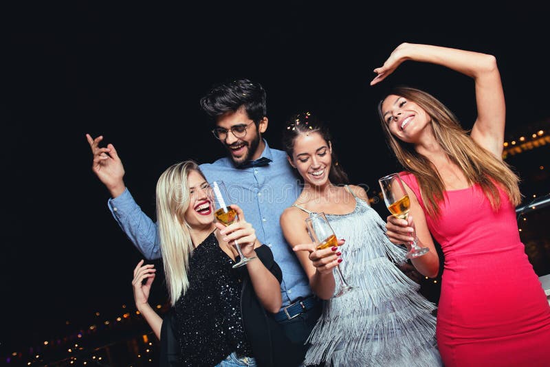 Group of People Having a Party on the Roof Stock Image - Image of party ...