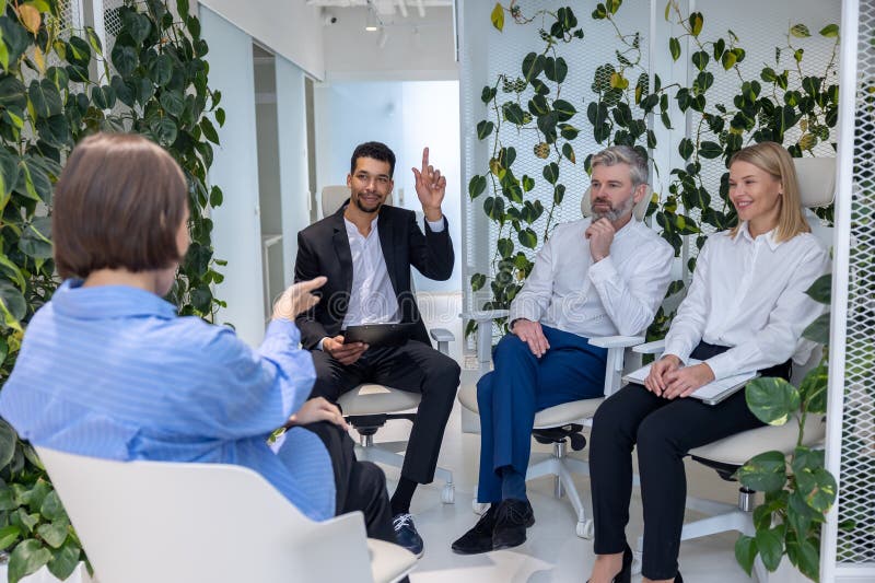 Group of People Having a Psycho Therapy Session and Looking Cheerful ...