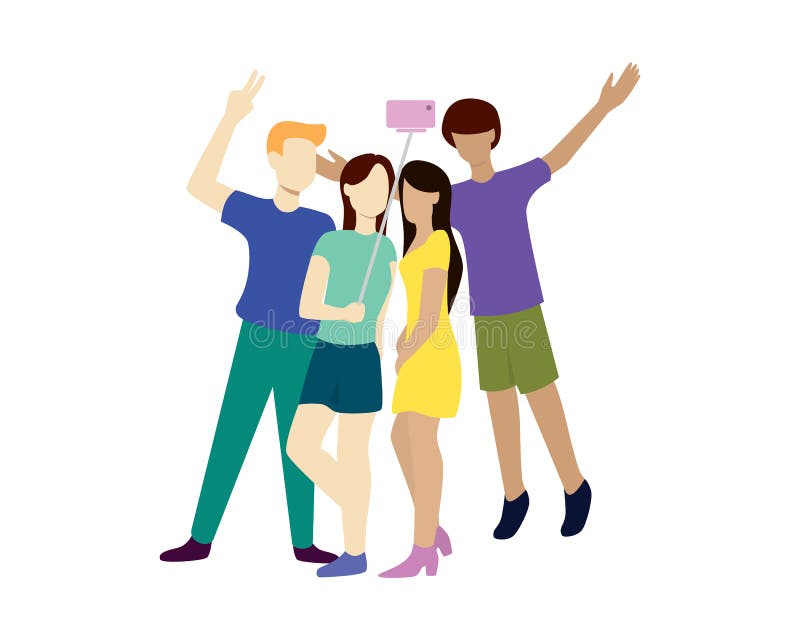 Group of People are Having Selfie Together Illustration Stock Vector ...
