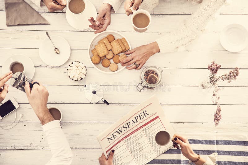 Group of People Having Tea Time Stock Image - Image of woman, breakfast ...