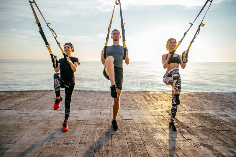 Group of People Having Trx Training Stock Image - Image of dynamic ...