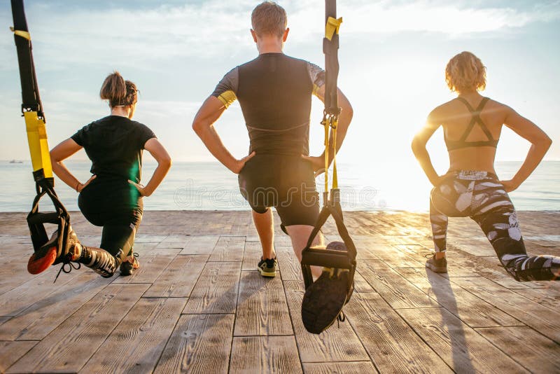 Group of People Having Trx Training Stock Image - Image of attractive ...