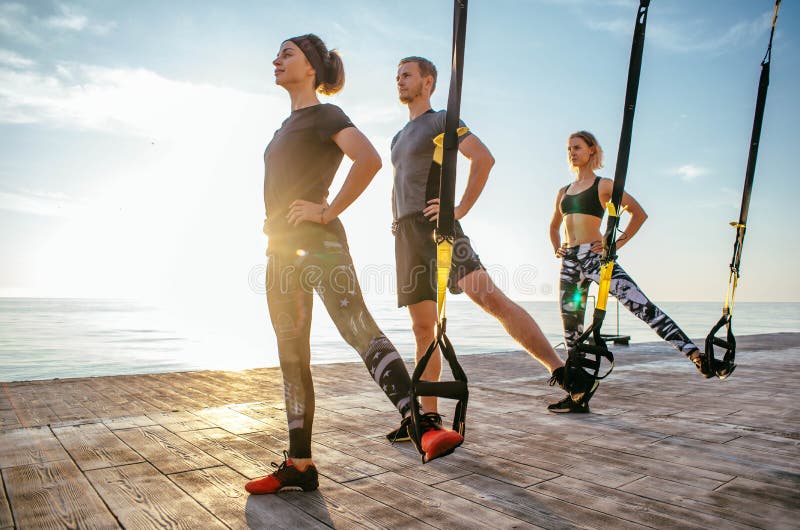 Group of People Having Trx Training Stock Image - Image of dynamic ...
