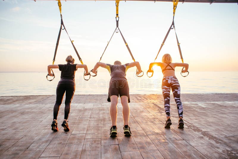 Group of People Having Trx Training Stock Image - Image of dynamic ...