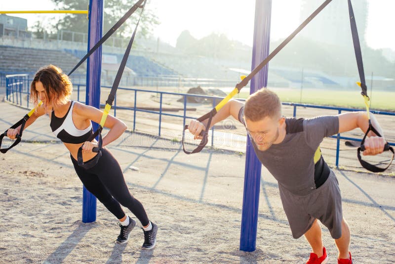 Group of People Having Trx Training Stock Image - Image of dynamic ...