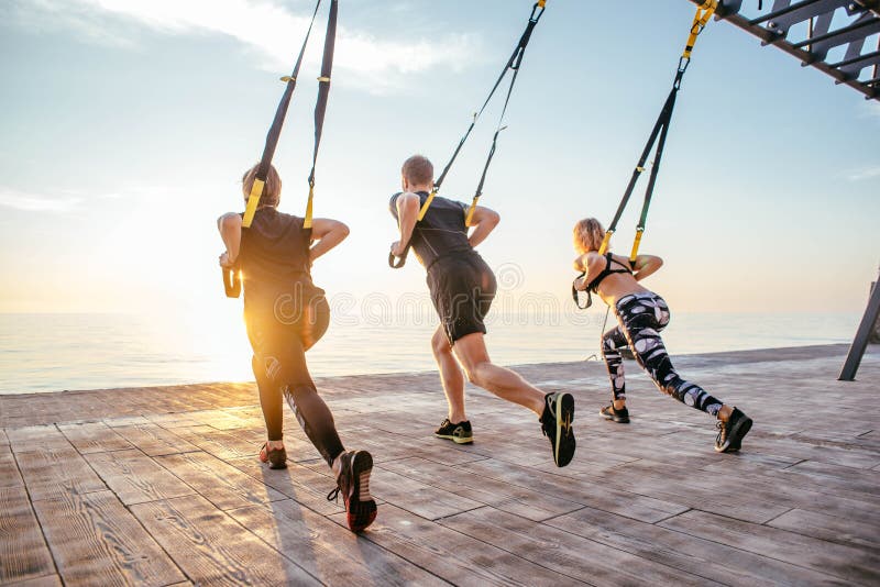 Group of People Having Trx Training Stock Image - Image of healthy ...