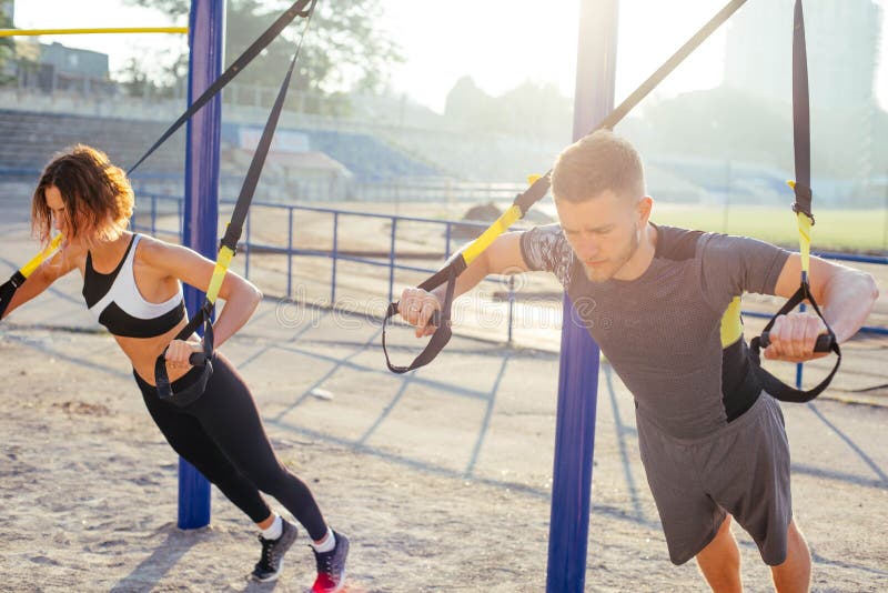 Group of People Having Trx Training Stock Image - Image of healthy ...