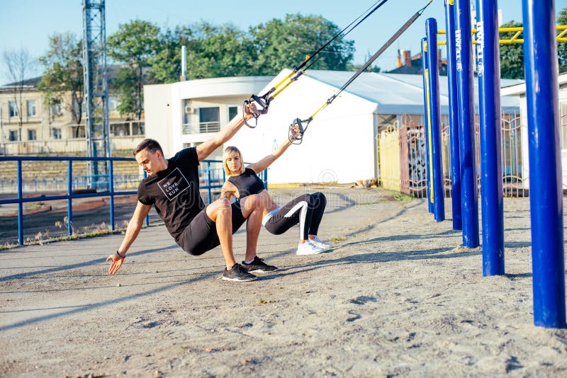 Group of People Having Trx Training Stock Image - Image of healthy ...