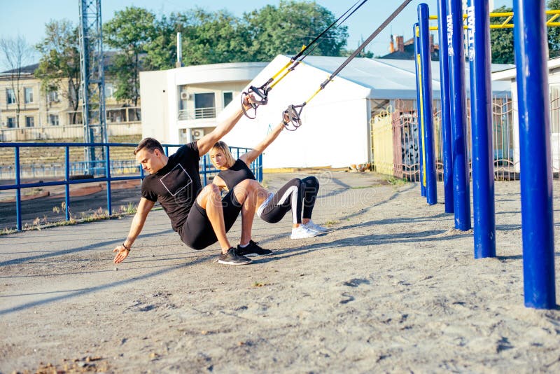 Group of People Having Trx Training Stock Photo - Image of exercise ...