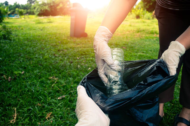 Group of People Help Garbage Plastic Collection for To Keep Clean Stock ...