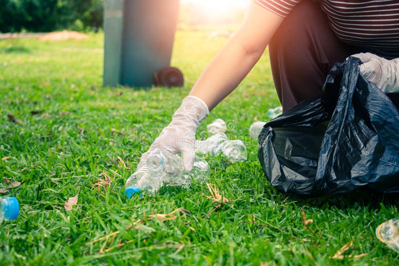 Group of People Help Garbage Plastic Collection for To Keep Clean Stock ...