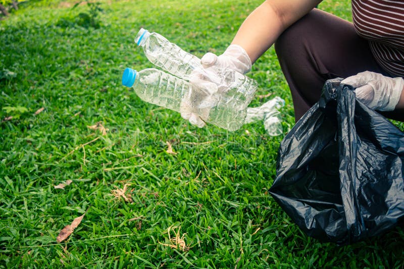 Group of People Help Garbage Plastic Collection for To Keep Clean Stock ...