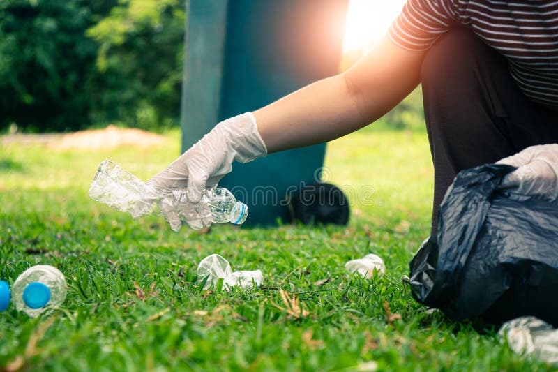 Group of People Help Garbage Plastic Collection for To Keep Clean Stock ...