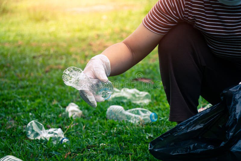 Group of People Help Garbage Plastic Collection for To Keep Clean Stock ...