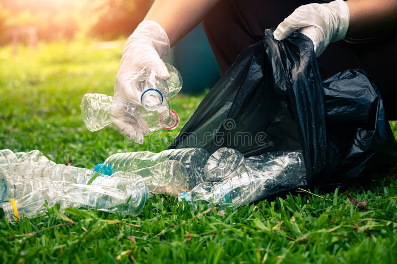 Group of People Help Garbage Plastic Collection for To Keep Clean Stock ...