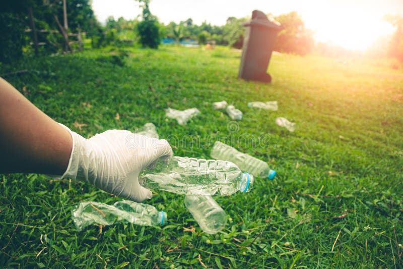Group of People Help Garbage Plastic Collection for To Keep Clean Stock ...