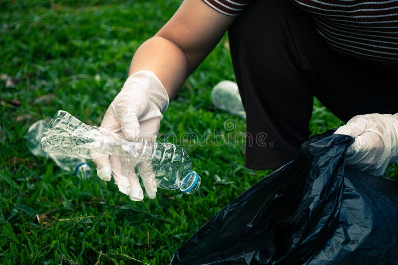 Group of People Help Garbage Plastic Collection for To Keep Clean Stock ...
