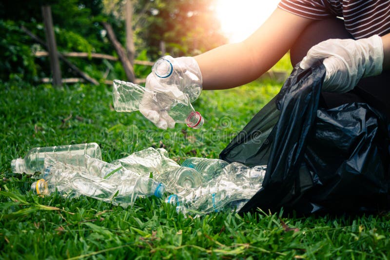 Group of People Help Garbage Plastic Collection for To Keep Clean Stock ...