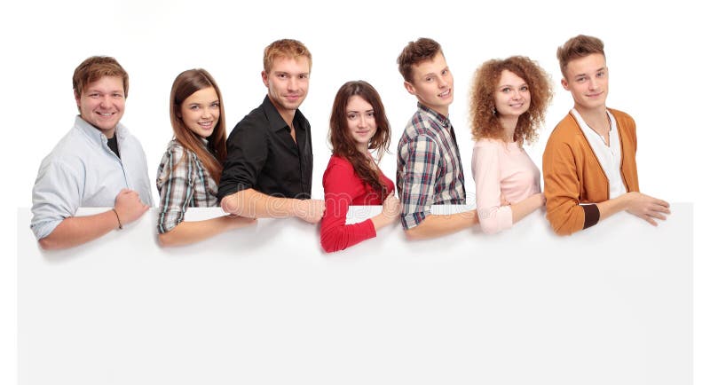 Group of People Holding Blank Banner Stock Image - Image of message ...