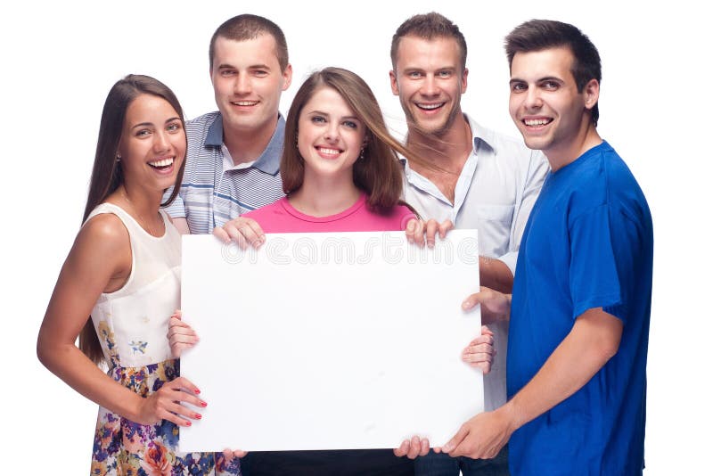 Group of Friends with Blank Signs Stock Image - Image of blank, friends ...