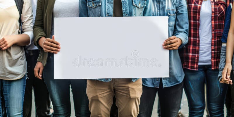 Group People Holding Blank Sign Created Generative Artificial ...