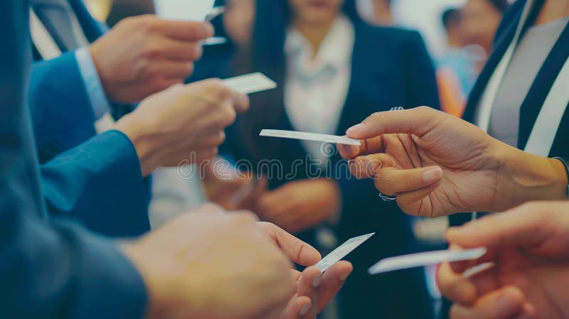 A Group of People Holding Business Cards Stock Image - Image of ...