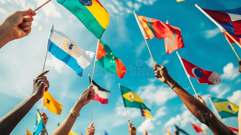 Group of People Holding Flags in the Air Stock Image - Image of fervor ...