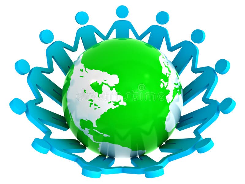 Group of People Holding Hands Around Globe Stock Illustration ...