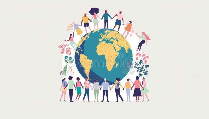 A Group of People Holding Hands Around a Globe by AI Generated Image ...