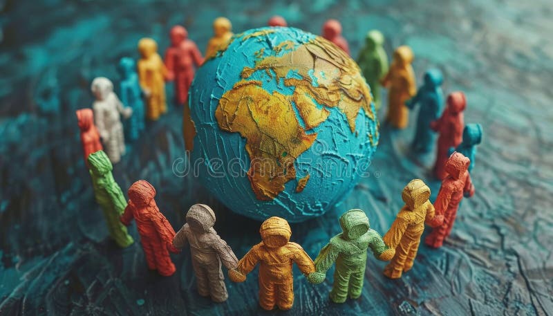 A Group of People Holding Hands Around a Globe by AI Generated Image ...