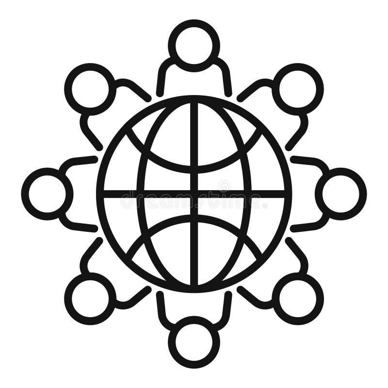 Group of People Holding Hands Around a Globe Icon Stock Vector ...