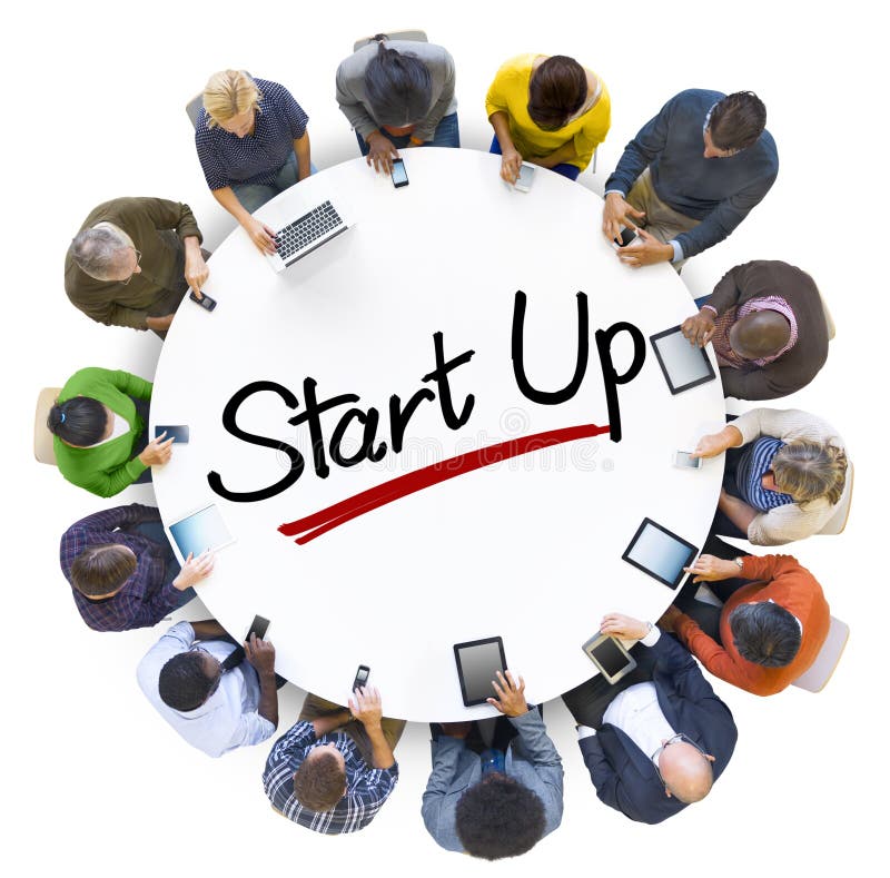 Group of People Holding Hands Around Letter Start Up Stock Photo ...