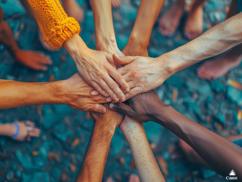 A Group of People are Holding Hands in a Circle Stock Illustration ...