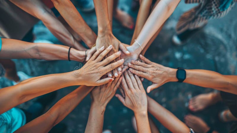A Group of People are Holding Hands in a Circle Stock Illustration ...