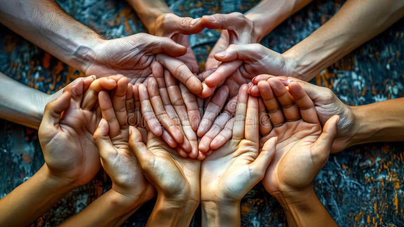 A Group of People Holding Hands in a Heart Shape Stock Photo - Image of ...