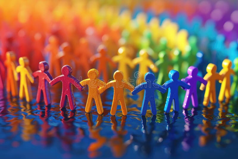 A Group of People are Holding Hands in a Rainbow Pattern. Concept of ...