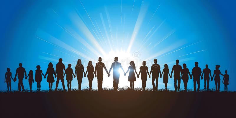 Group of People Holding Hands at Sunset Friendship Diversity Unity ...