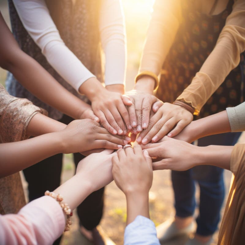 Group of People Holding Hands Together Stock Photo - Image of sunlight ...